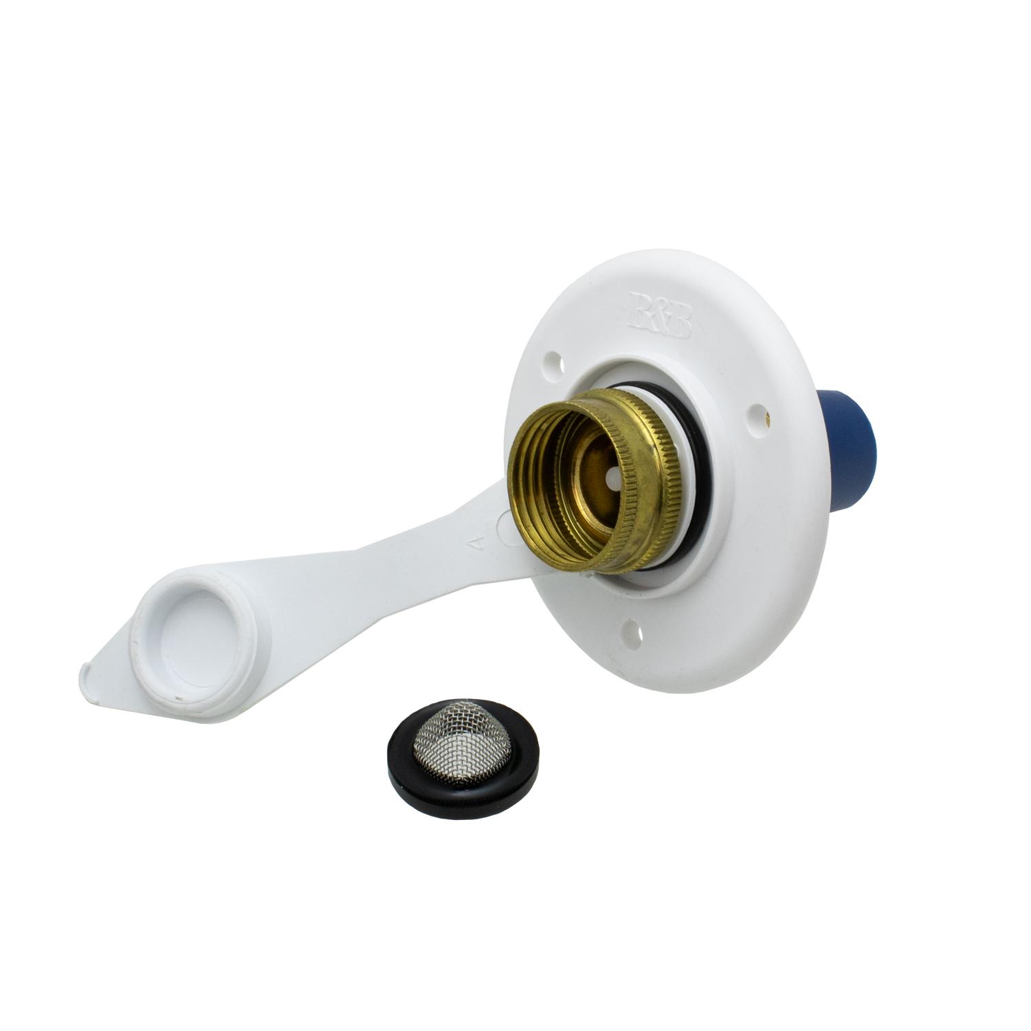 B&B Molders City Water Fill Inlet with Brass Valve, White