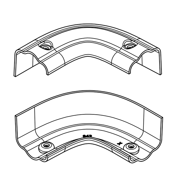 B&B Molders RV Radius Top Rear Corner Extrusion Cover, Polar White