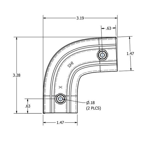 B&B Molders RV Radius Top Rear Corner Extrusion Cover, Polar White