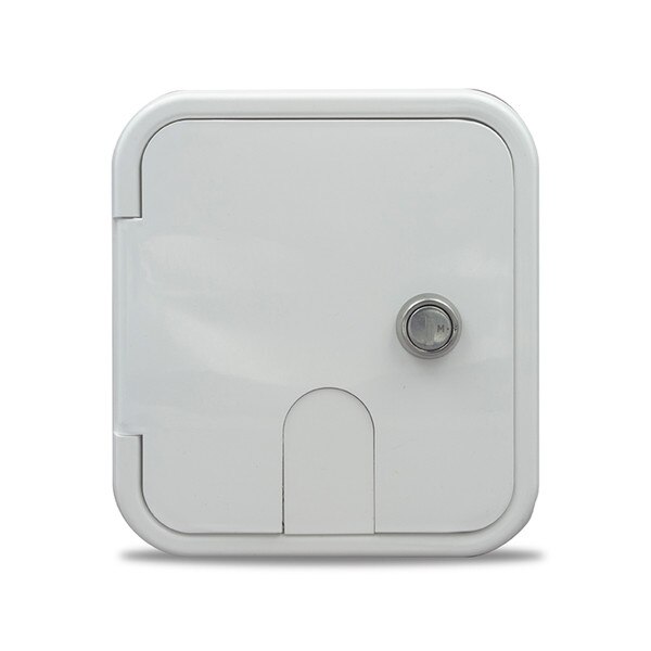 B&B Molders RV City Water Hatch with Brass Check Valve, Polar White