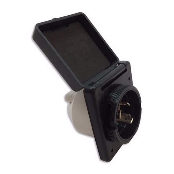 RV Power Inlet, 30 Amp, Black
